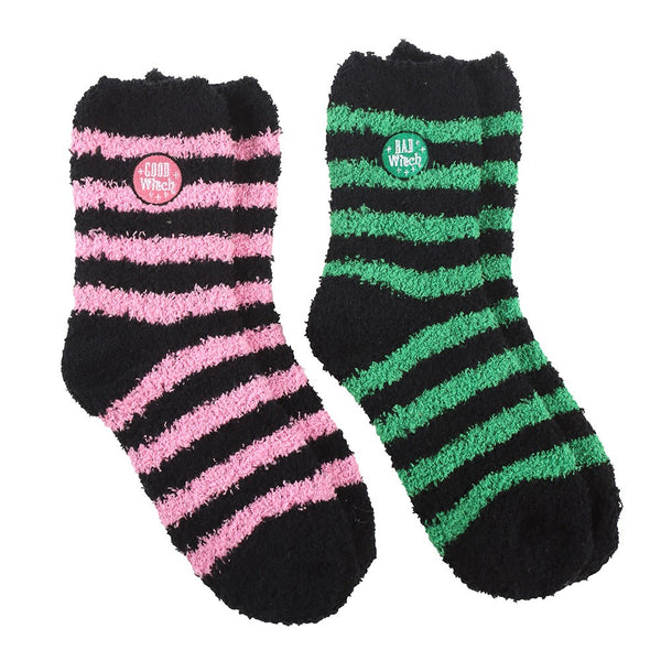 Set of 2 Good Witch and Bad Witch Striped Fluffy Socks – Global Mantra AU